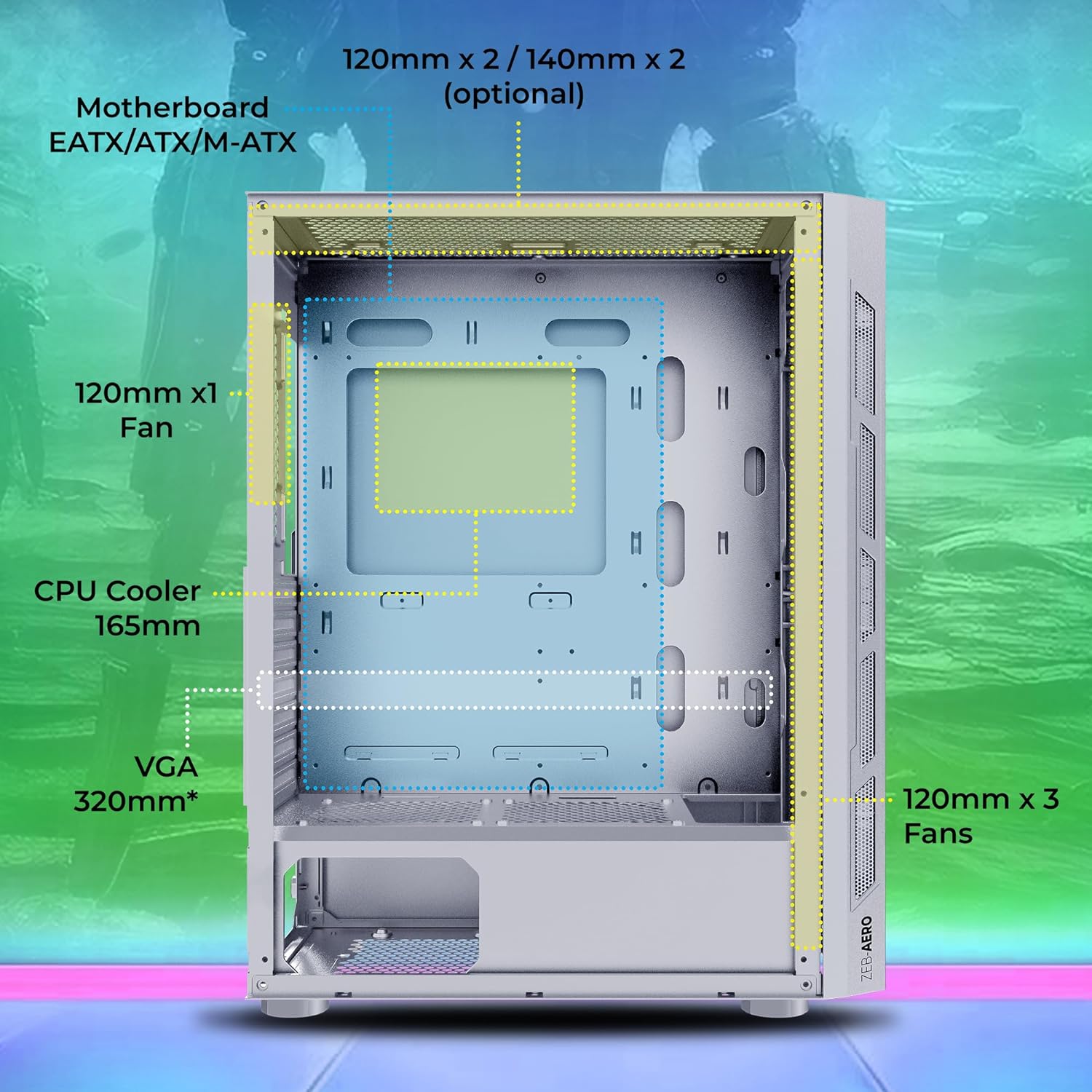 Zeb-Aero Premium Gaming Chassis White - Smartech Computers